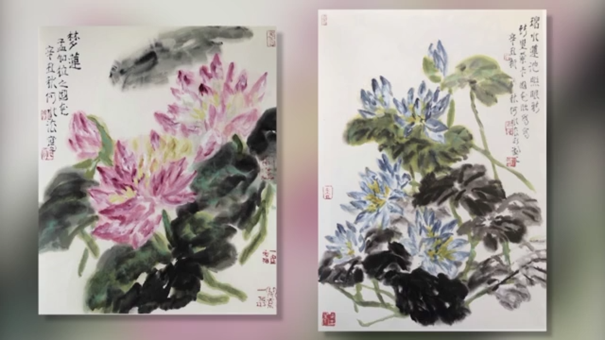 Famous Painter He Shuifa created 45 paintings of Flowers of the Asian ...