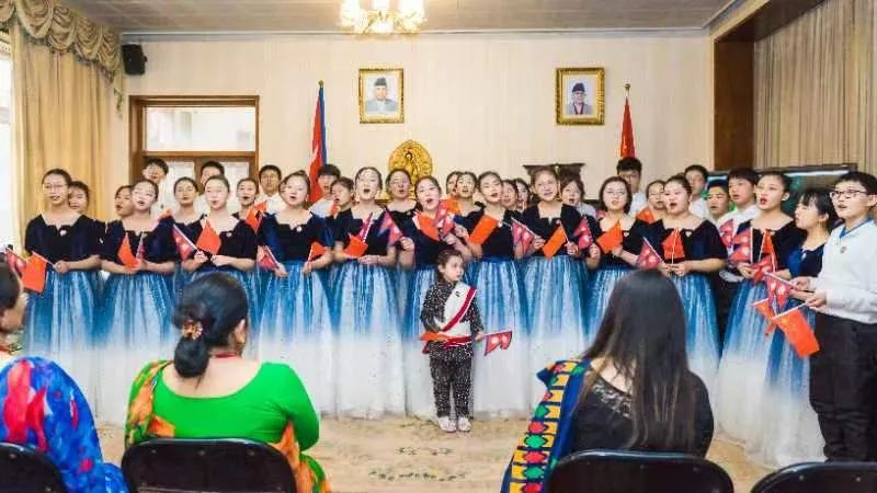 Chinese and foreign teenagers sing Asian Games Song at Nepalese Embassy ...